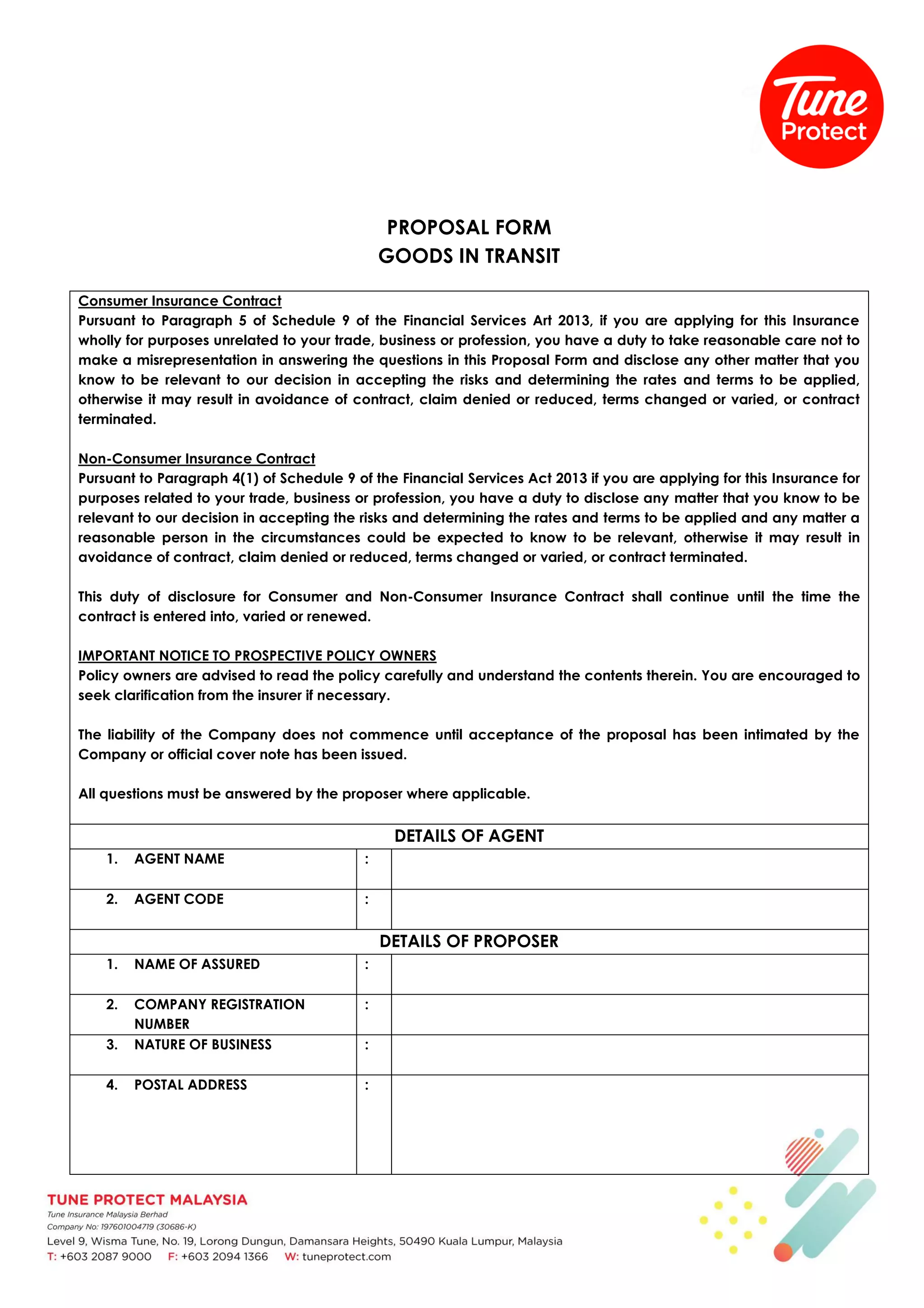 Goods in transit proposal form (final) | PDF