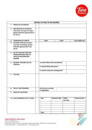 Goods in transit proposal form (final) | PDF