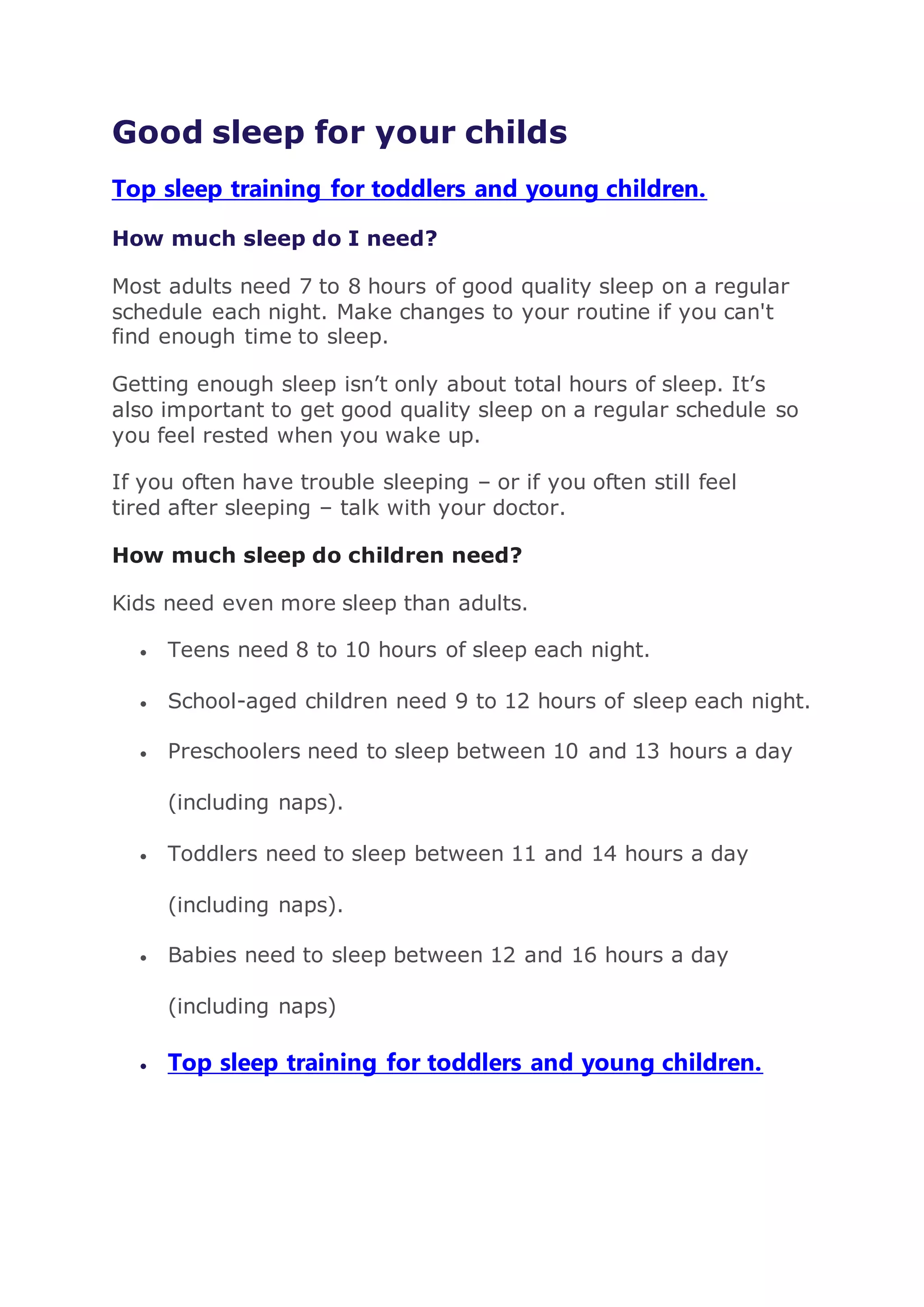 Good sleep for your child | PDF