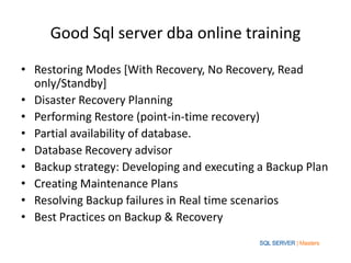 Good sql server dba online training | PPT