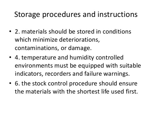 Good storage practices