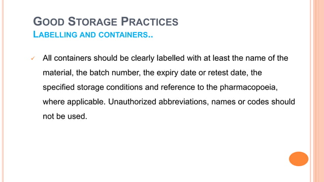 Good storage practices | PPTX