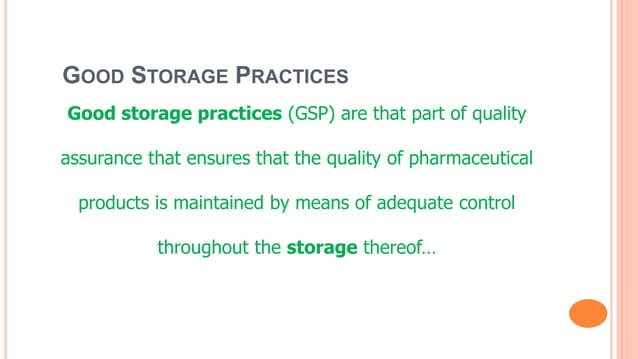 Good storage practices | PPTX
