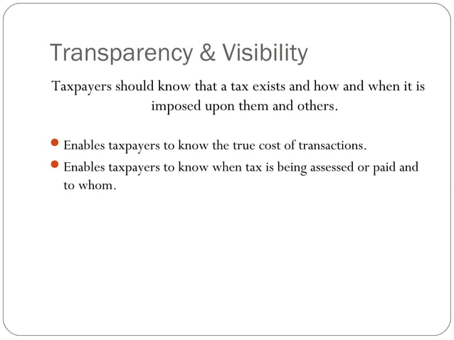 Principles of Good Tax Policy | PPT