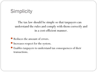 Principles of Good Tax Policy | PPT