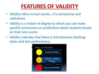Good test , Reliability and Validity of a good test | PPTX