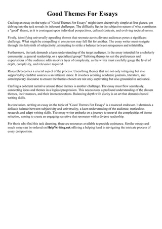 Good Themes For Essays | PDF