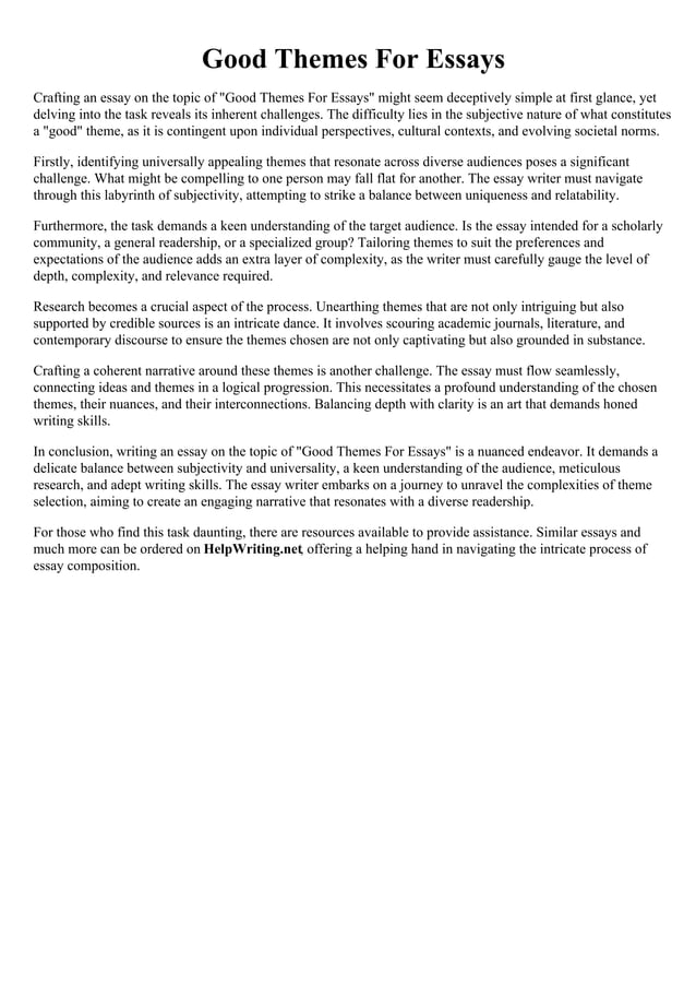 Good Themes For Essays | PDF