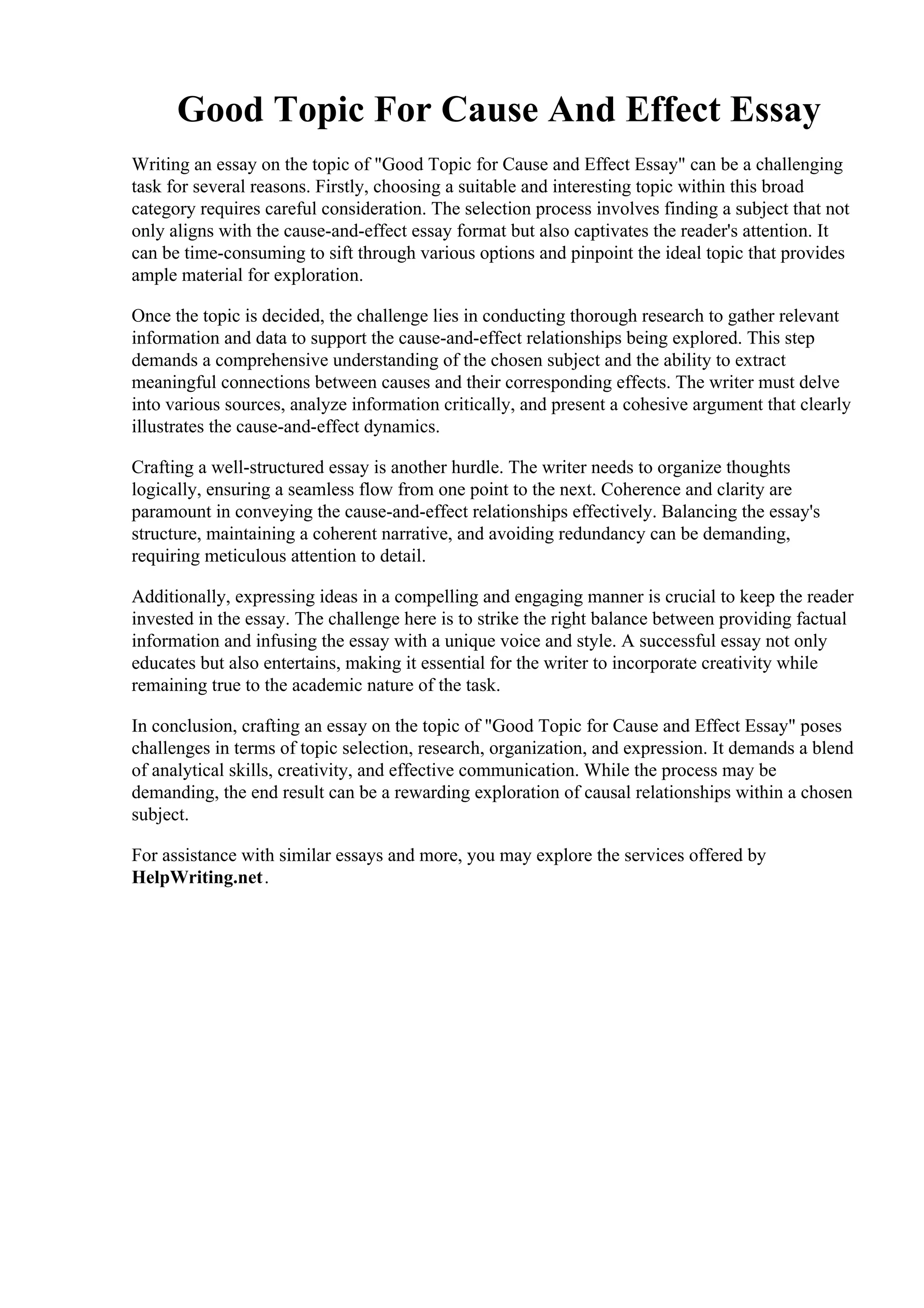 Good Topic For Cause And Effect Essay.pdf