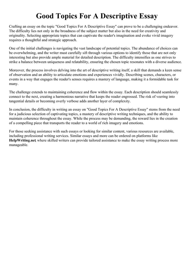 Good Topics For A Descriptive Essay | PDF | Education