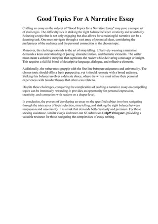 Good Topics For A Narrative Essay.pdf