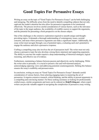 Good Topics For Persuasive Essays.pdf