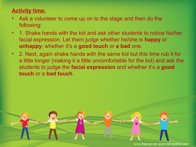Good touch bad touch(safe and unsafe touch) | PPT | Internet for ...