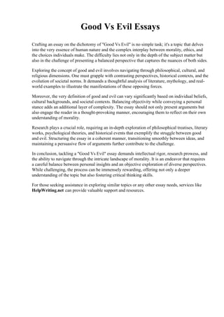 Good Vs Evil Essays | PDF