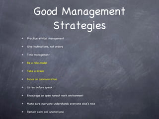 Good vs Poor Management Strategies | PPS