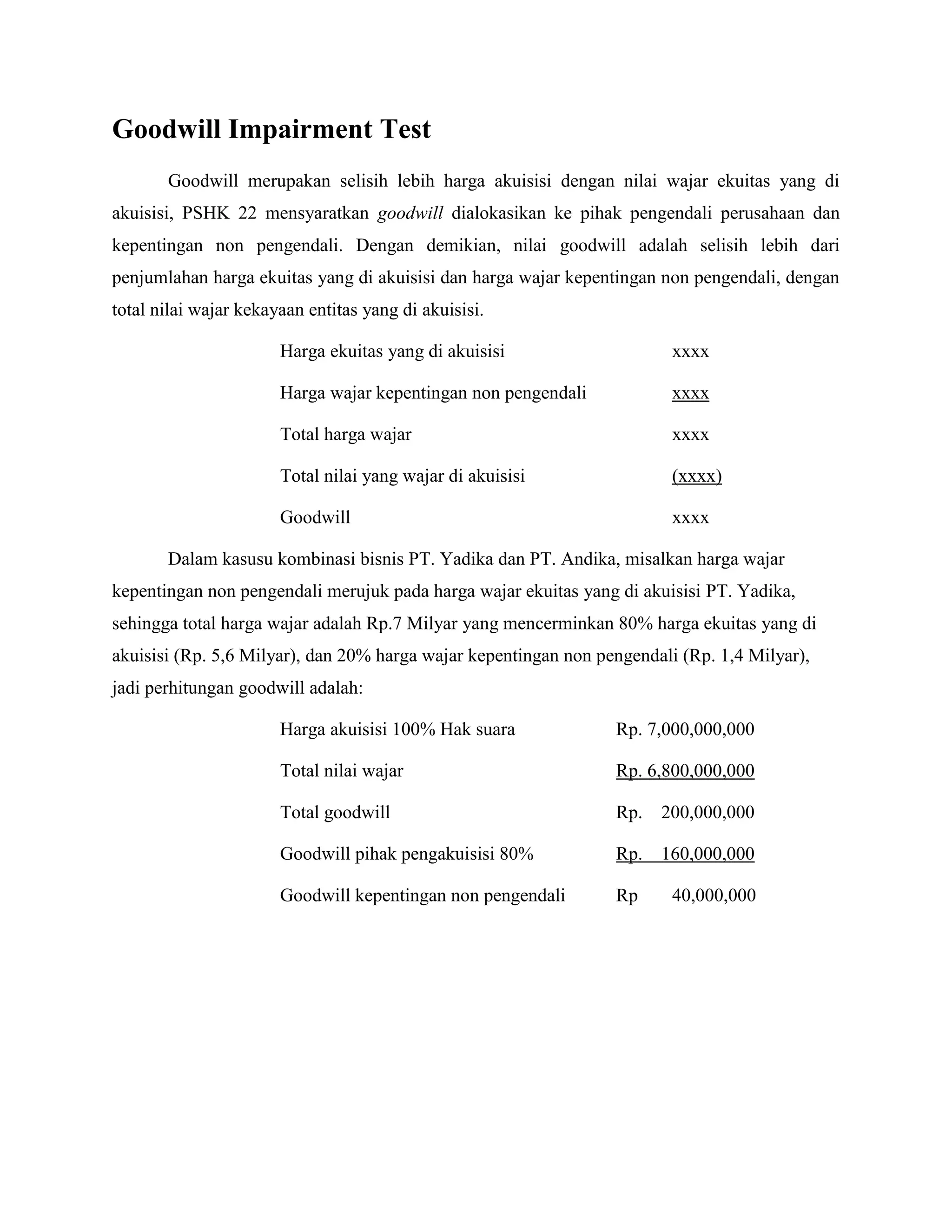 Goodwill impairment test | DOCX