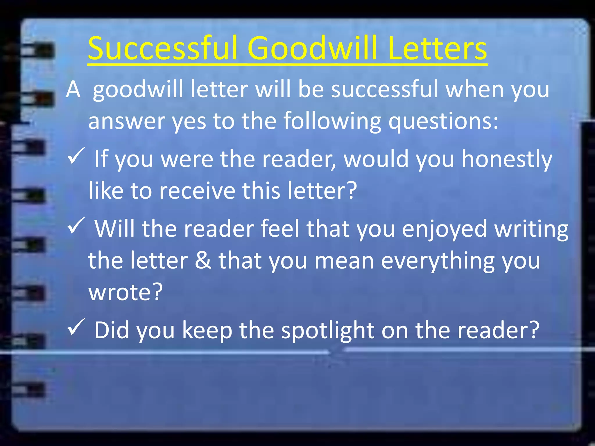 Goodwill letters | PPTX