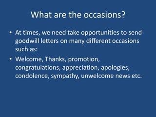 Goodwill messages | PPT