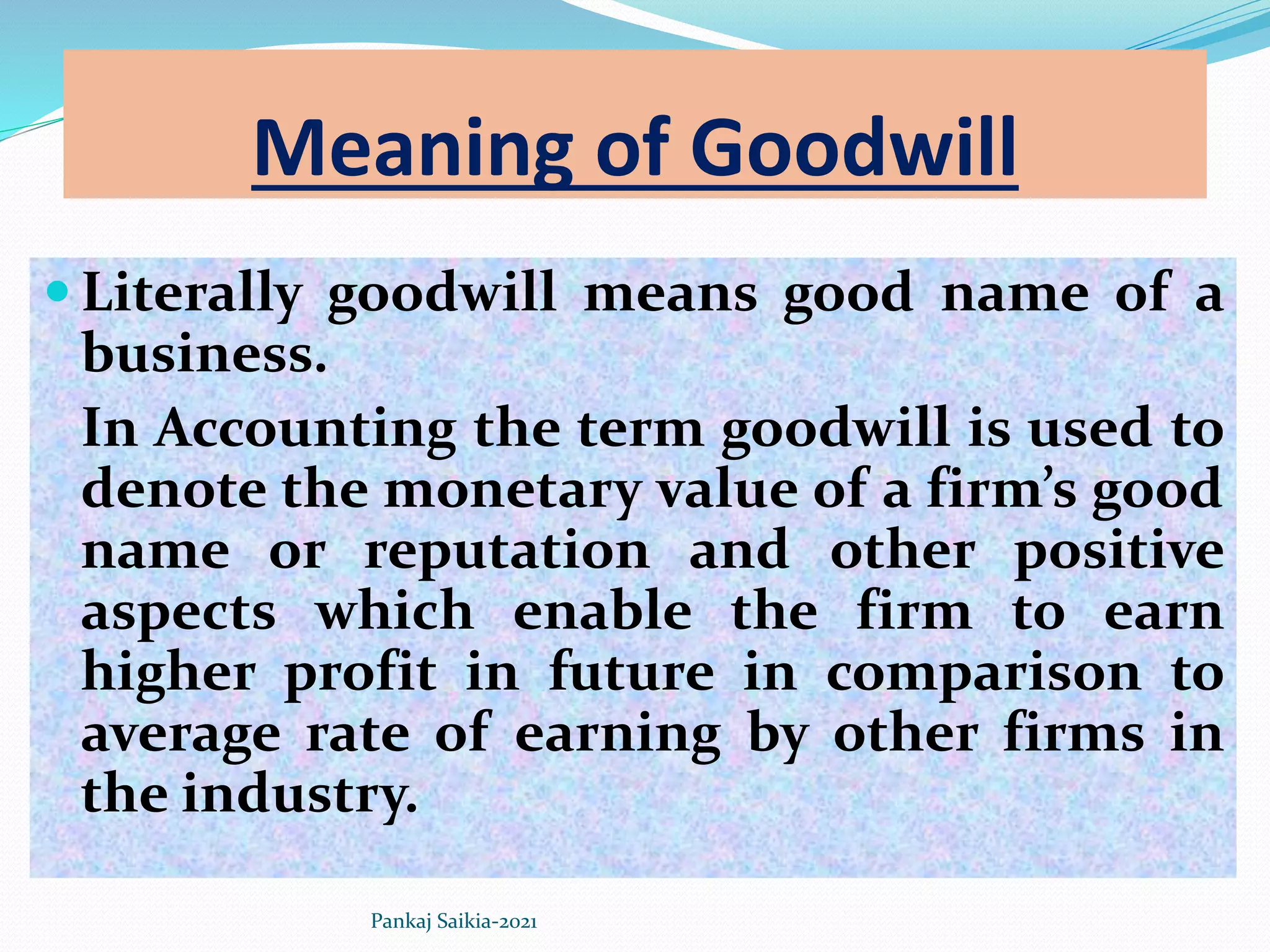 Goodwill valuation in accounting for partnership | PPTX