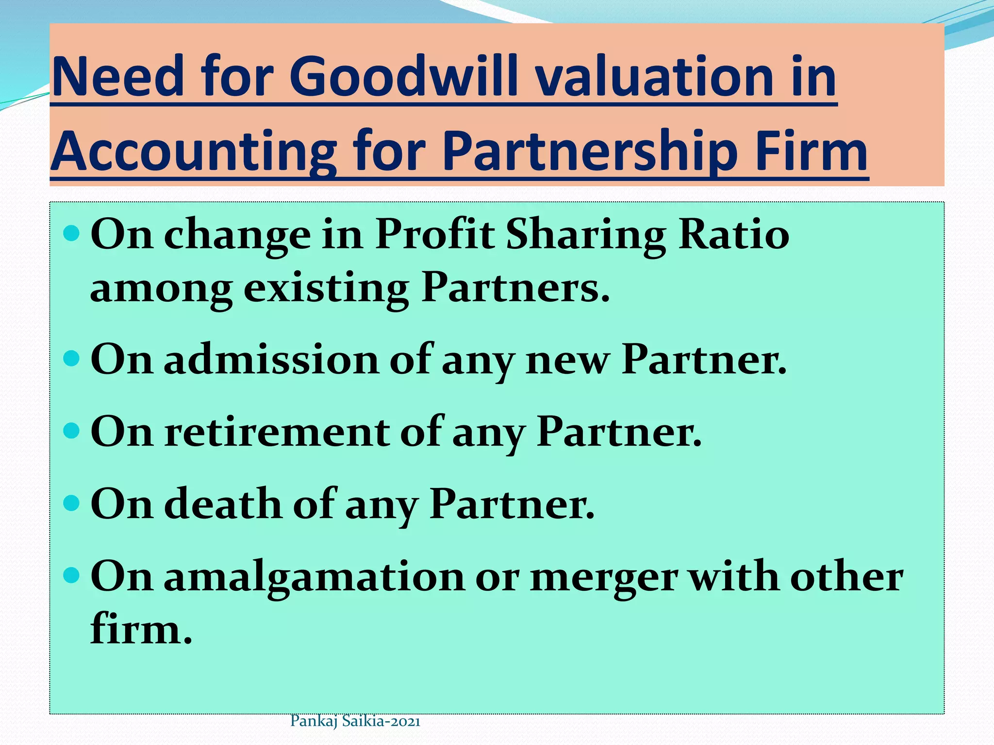Goodwill valuation in accounting for partnership | PPTX
