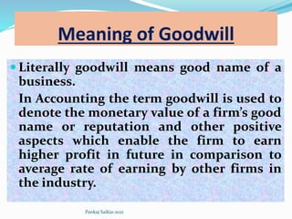 Goodwill valuation in accounting for partnership | PPT
