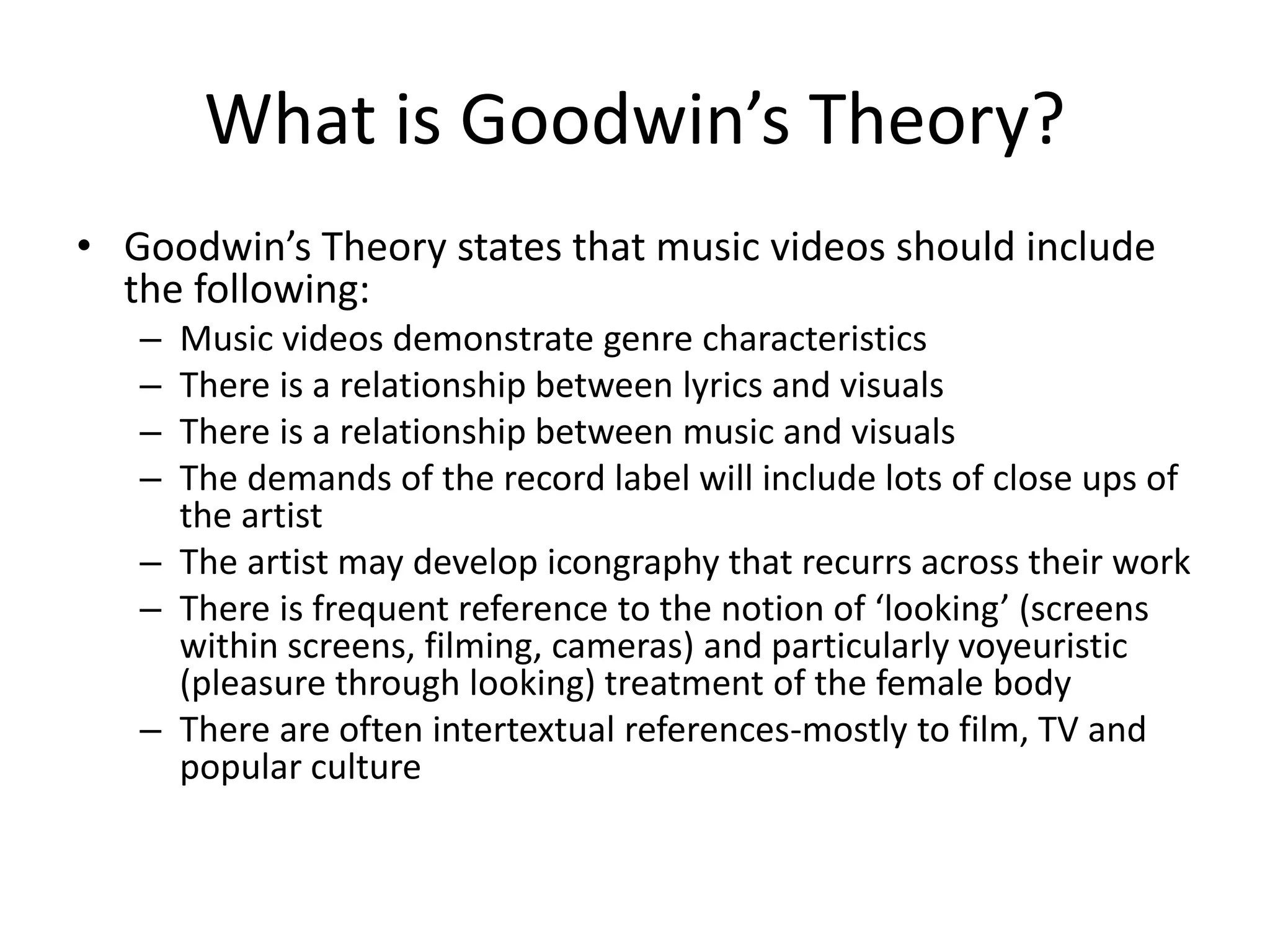 Goodwin’s theory | PPTX | Music Video | Genres