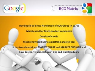 BCG MATRIX AND TOWS MATRIX OF GOOGLE | PPT