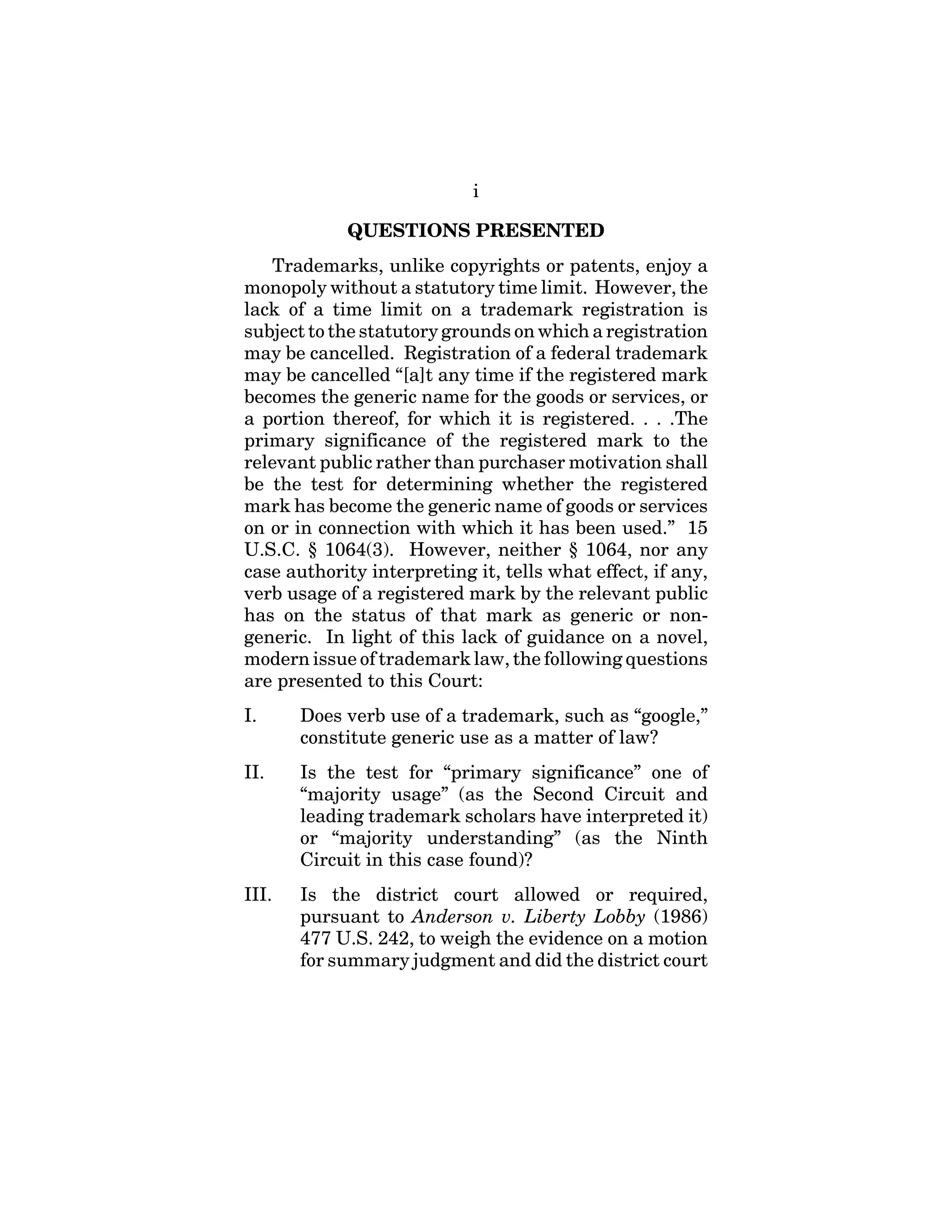 Google genericide-cert-petition | PDF