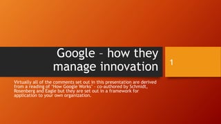 Google how they manage innovation | PPT