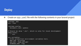 Develop & Deploy your Laravel Application on Google Cloud Platforms | PPT