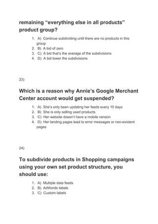 Google Shopping Advertising Exam Answers | PDF