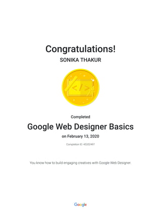 Google Web Designer Basics | PDF