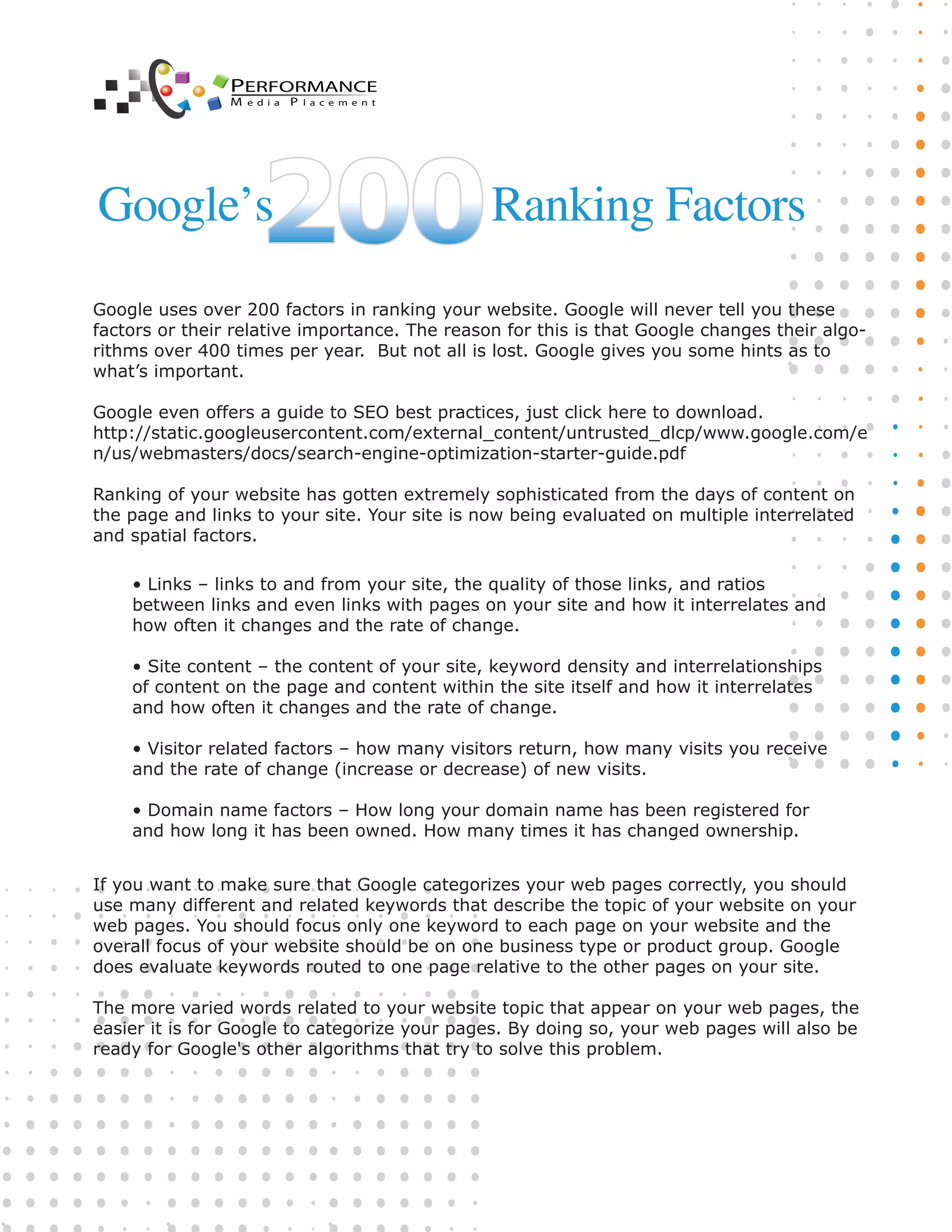Google 200 Factors Page Rank 2014 | PDF