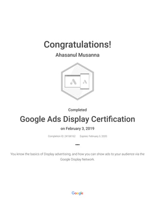 Google Ads Display Certification | PDF