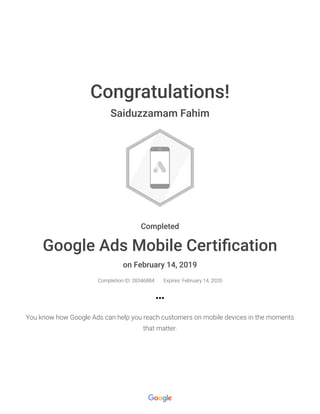 Google ads mobile certification | PDF