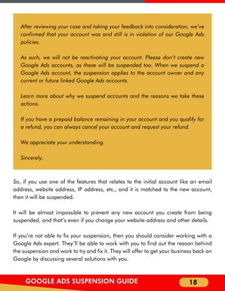 Google Ads Suspension Guide: How To Get Your Account Unsuspended | PDF