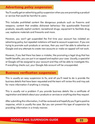 Google Ads Suspension Guide: How To Get Your Account Unsuspended | PDF