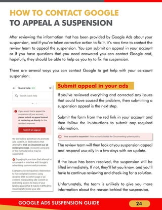 Google Ads Suspension Guide: How To Get Your Account Unsuspended | PDF