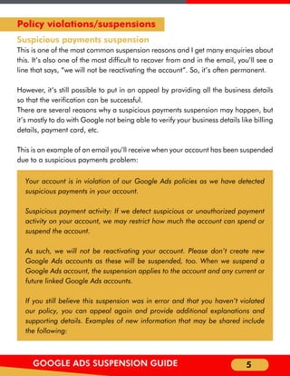 Google Ads Suspension Guide: How To Get Your Account Unsuspended | PDF