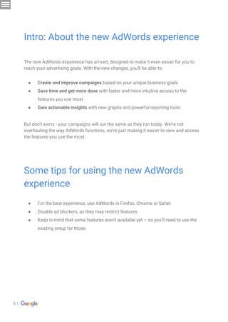 Google ad words experience guide | PDF