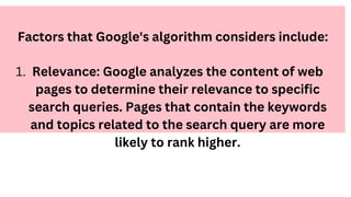 Google algorithim in search engine optimization | PPT | Free Download