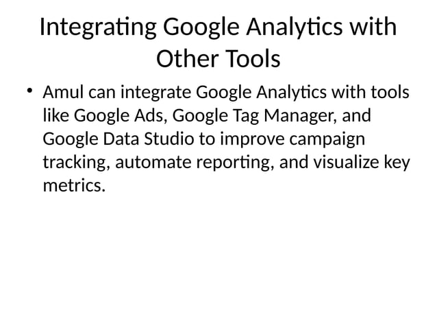 why Google Analytics for Amul presentation | PPT