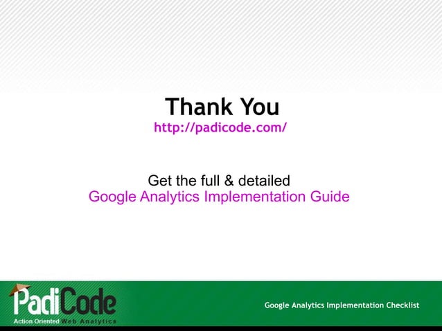Google Analytics Implementation Checklist | PPT