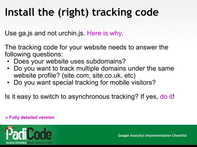 Google Analytics Implementation Checklist | PPT