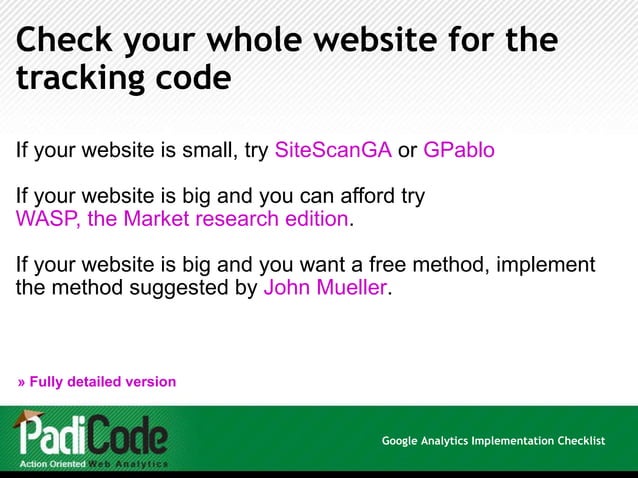 Google Analytics Implementation Checklist | PPT