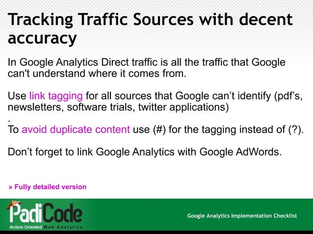 Google Analytics Implementation Checklist | PPT