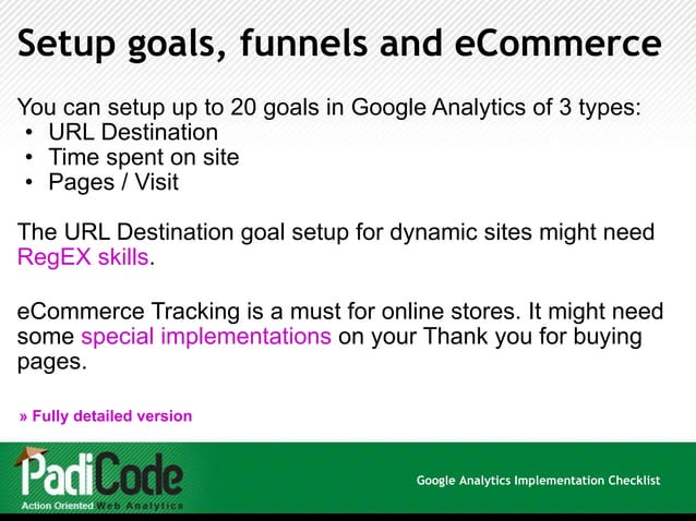 Google Analytics Implementation Checklist | PPT