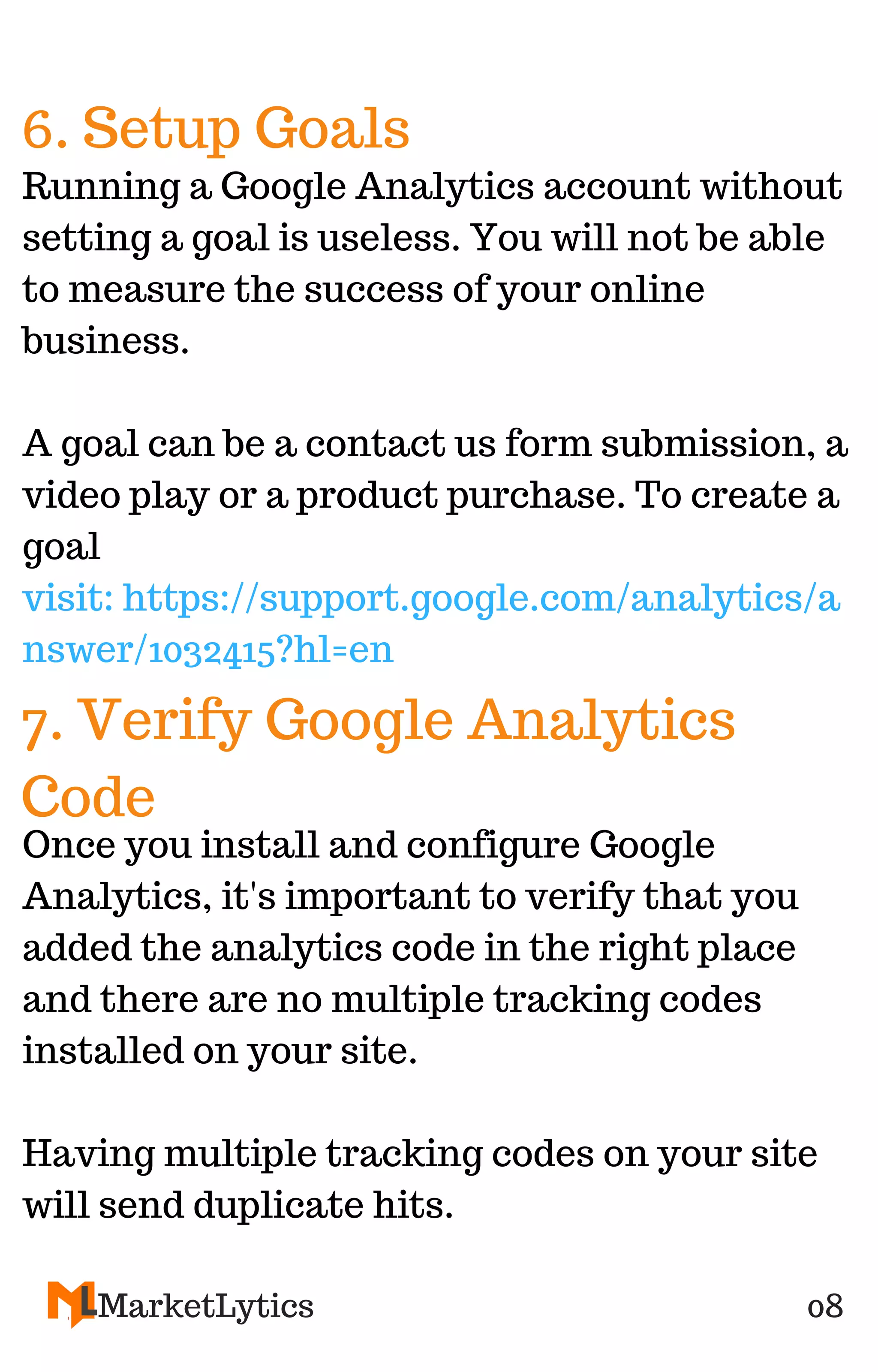 Google Analytics Setup Checkuplist | PDF | Internet | Computing