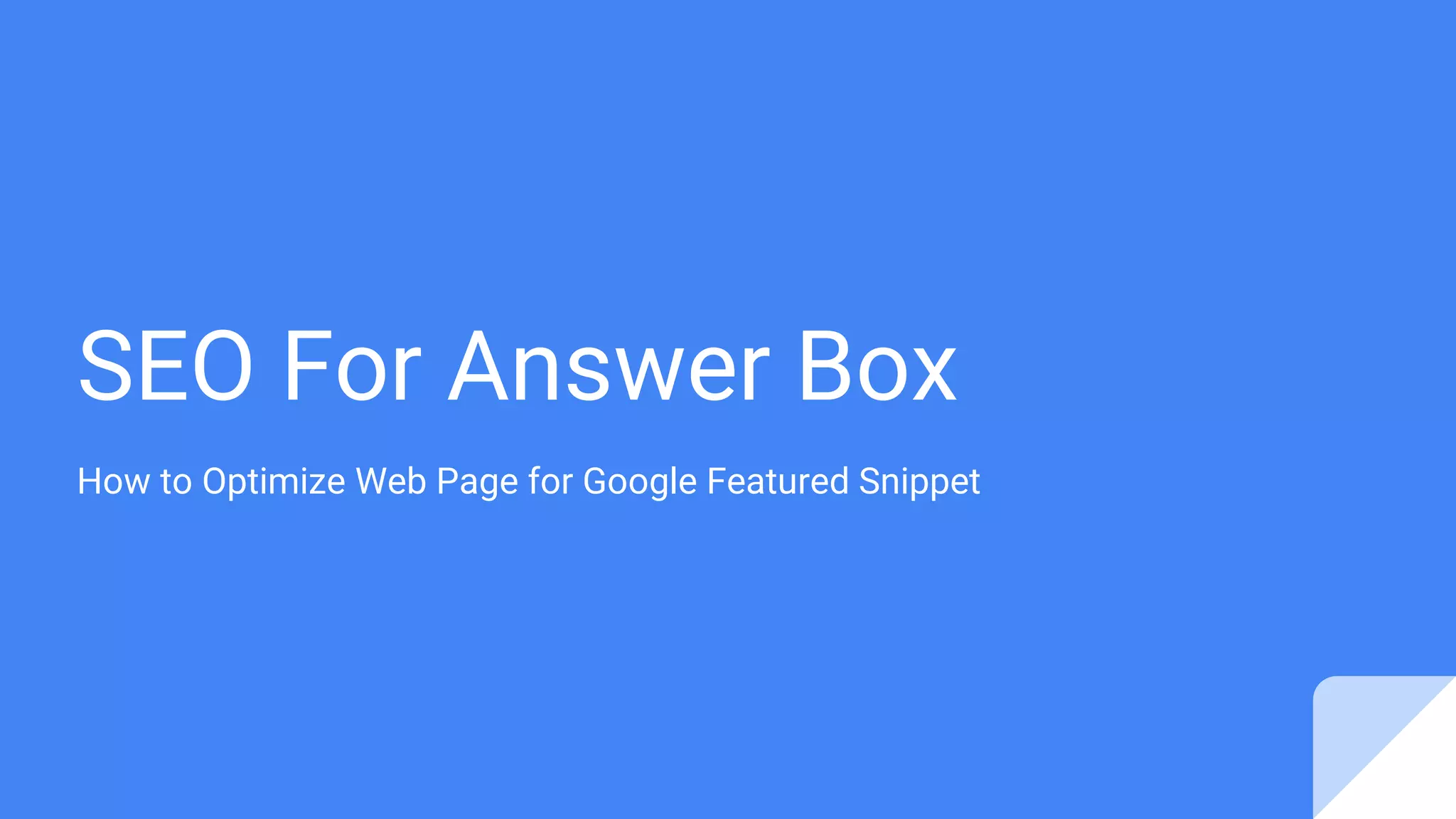 What is Google Answer Box and How to Optimise for it? | PPTX