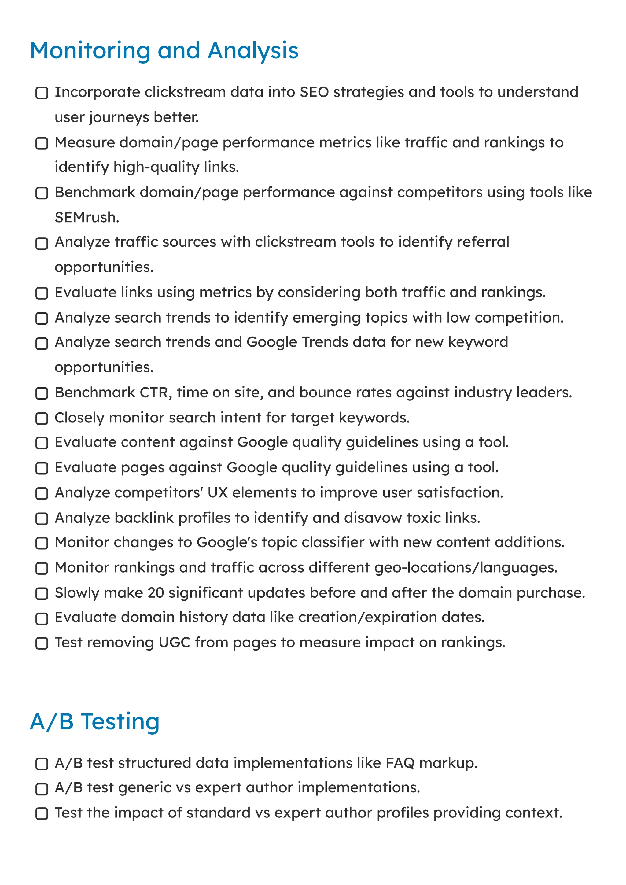 Google Algorithm Leaks Checklist for SEO | PDF